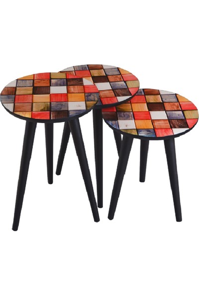 Zerenland Mdf Hıgh Gloss 3'lü Yuvarlak Zigon