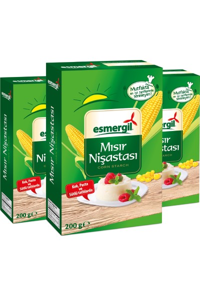 Esmergil Mısır Nişastası 3'lü Paket 3 x 200 gr Esmergil Mısır Nişastası 3'lü Paket 3 x 200 gr