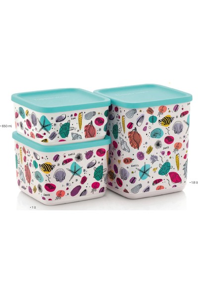 Tupperware Kübik Set Deniztemalı