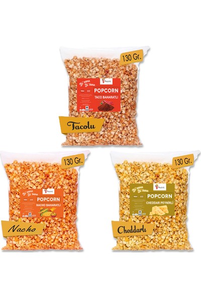 Festiva 3 Paket Mix (Karışık) Baharatlı Patlamış Mısır + Popcorn Seti 130 gr - Taco + Cheddar + Nacho Baharatlı Festiva 3 Paket Mix (Karışık) Baharatlı Patlamış Mısır + Popcorn Seti 130 gr - Taco + Cheddar + Nacho Baharatlı