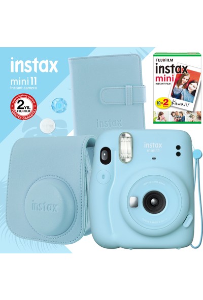 Instax Mini 11 Mavi Fotoğraf Makinesi ve Kare Albümlü Seti 11 Instax Mini 11 Mavi Fotoğraf Makinesi ve Kare Albümlü Seti 11