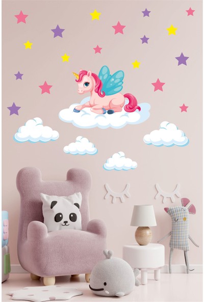 Bk Dekorasyon Sevimli Unicorn Çocuk Odası Duvar Sticker Bk Dekorasyon Sevimli Unicorn Çocuk Odası Duvar Sticker
