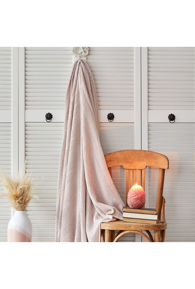 Karaca Home Charm Bold Çift Kişilik Örgü Battaniye Pudra