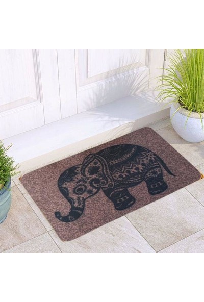 Giz Home Boyalı/megan Kapı Paspası 40X60 Kahve Fil