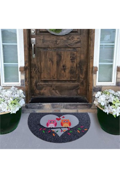 Giz Home Boyalı/megan Kapı Paspası 40X75 Yarımay Gri Çift Baykuş Giz Home Boyalı/megan Kapı Paspası 40X75 Yarımay Gri Çift Baykuş