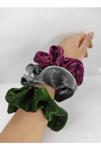 Melkady 131MON - Orta Boy Scrunchie Saç Lastiği Seti (3'lü)