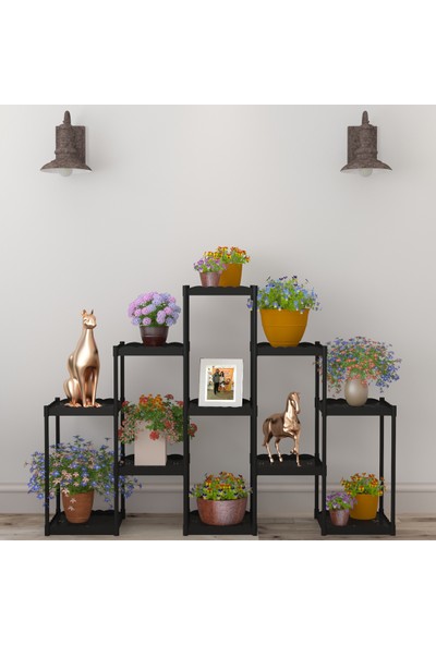 Moniev Işıl 11 Raflı Dekoratif Çiçeklik Saksı Standı