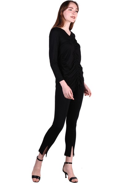 Melina Paçası Yıtrtmaçlı Yüksek Bel Çelik Interlok Pantolon Tayt