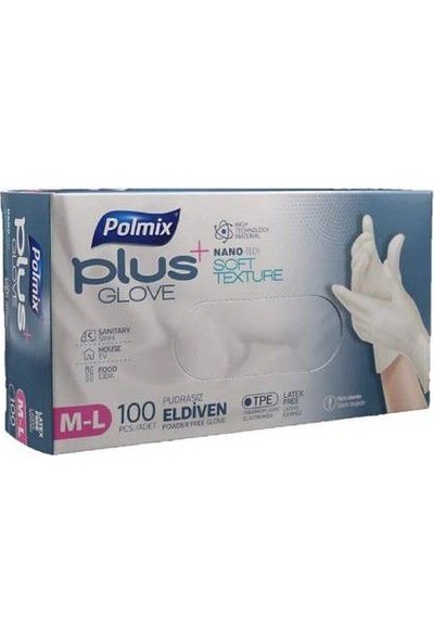 Polmix Plus Pudrasız Glove Nano Tech 100'LÜ M-L Şeffaf Eldiven Polmix Plus Pudrasız Glove Nano Tech 100'LÜ M-L Şeffaf Eldiven