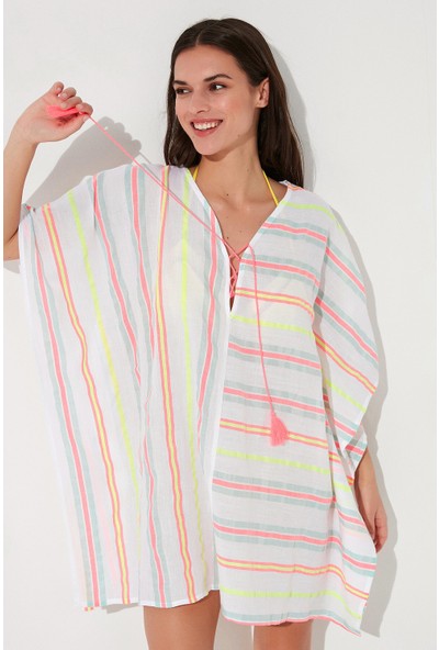 Penti Çizgili Neon Kaftan