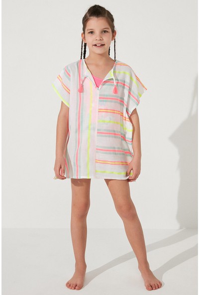 Penti Beyaz Kız Çocuk Neon Kaftan