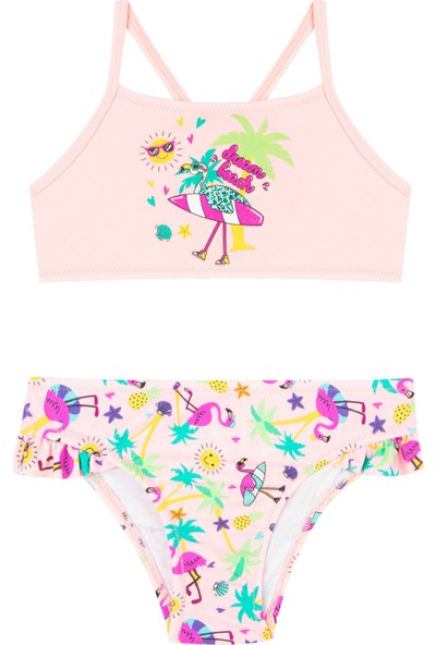 Penti Çok Renkli Kız Çocuk Flamingo Halter Bikini Takımı