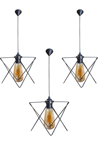 D-Light Zigzag 3 Adet Siyah Avize