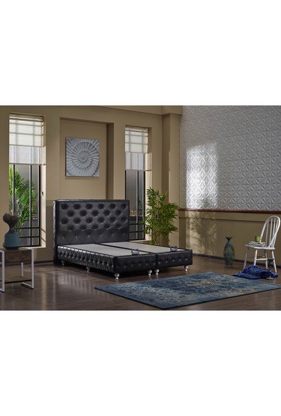 Vune Throne Çift Kişilik Baza Başlık Seti Antrasit Vune Throne Çift Kişilik Baza Başlık Seti Antrasit