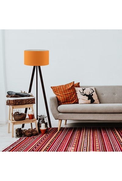 Homing Koyu Ahşap Üç Ayaklı Lambader / Turuncu Homing Koyu Ahşap Üç Ayaklı Lambader / Turuncu