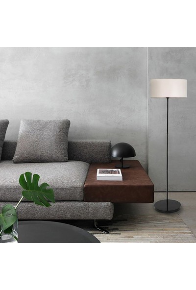 Homing Metal Gövdeli Silindir Şapkalı Lambader / Krem Kumaş