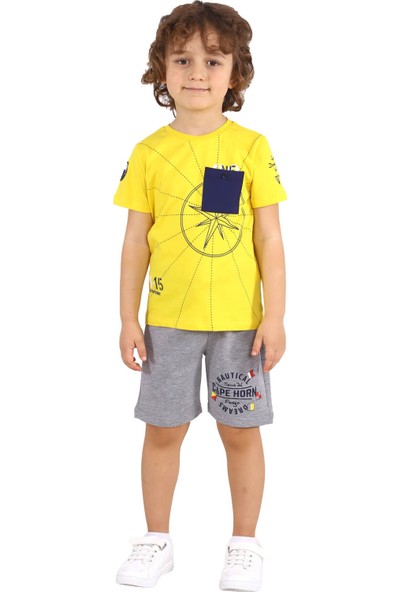 Silversunkids | Erkek Çocuk Gri Melanj Renkli Belden Lastikli Örme Şort | Sc 217757