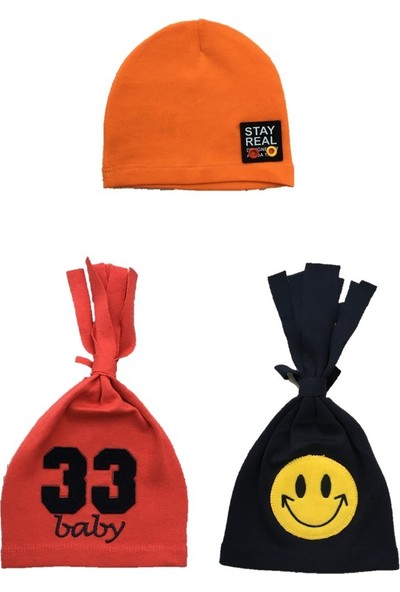 Bebedonat Emoji Sayılı Mootifli 3'lü Şapka Seti