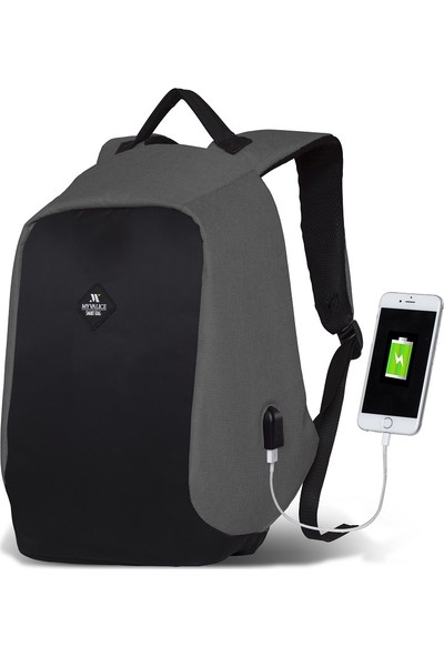 My Valice Smart Bag Secret USB Şarj Girişli Akıllı Sırt Çantası Gri