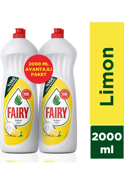 Fairy 2000 ml (2 x 1000 ml) Fırsat Paketi Sıvı Bulaşık Deterjanı