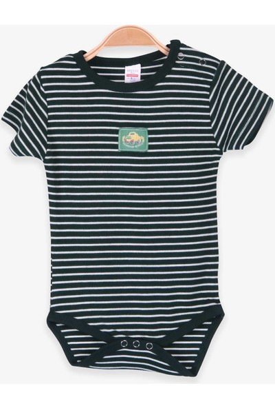 Breeze Erkek Bebek Çıtçıtlı Body Çizgili Koyu Yeşil (9 Ay-2 Yaş)