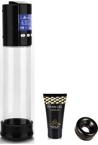 Bonilove Professional LCD Screen Smart Penis Pump+Krem+Başlık Bonilove Professional LCD Screen Smart Penis Pump+Krem+Başlık