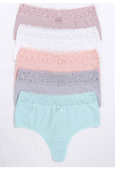 Nicoletta Somon Kadın Külot Yüksek Bel Tanga Büyük Beden 5'li Paket