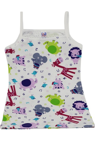 Çocuklar Sever Kız Ince Askılı Yeşil Safari Desenli Atlet