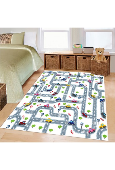 Jungle Halı Arabalı JP159 Çocuk Odası Halısı