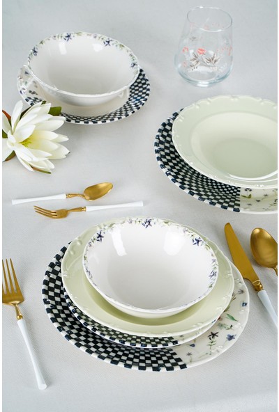 Acar Garden 6 Kişilik 24 Parça Porselen Yemek Takımı