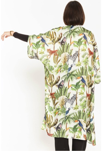 Empty Kadın Jungle Figürlü Belden Kuşaklı KIMONOEMKM09020003