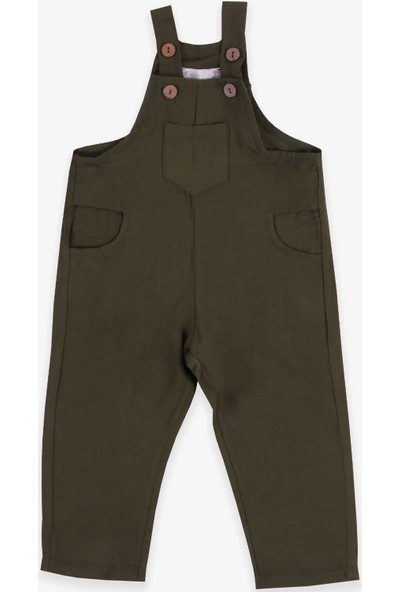 Escabel Kız Çocuk Tulum Önü Cepli Haki Yeşil (1-4 Yaş)