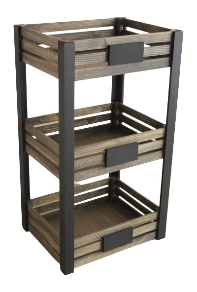 Demwood Ceviz Rengi Ahşap Sebzelik Dolap Raf