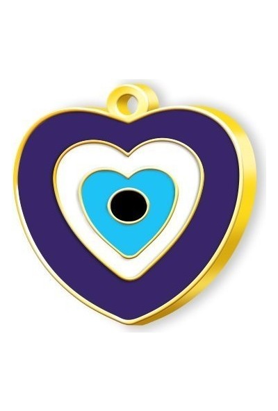 Dali's 24 Ayar Altın Kaplama Nazar Boncuğu Büyük Künye Mavi