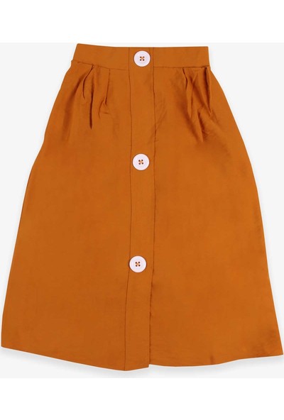 Kız Çocuk Etek Düğme Aksesuarlı Hardal Sarı (5-16 Yaş)