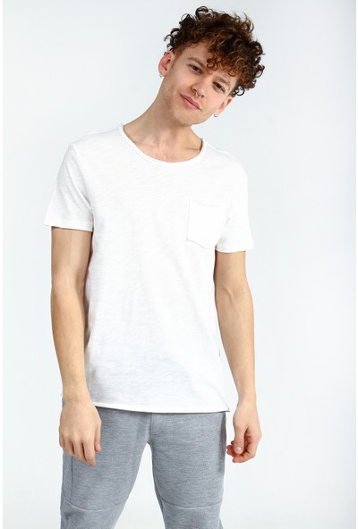 Collezione Ecru Bisiklet Yaka Ön Cep Detaylı Kısa Kollu Erkek Basic T-Shirt Collezione Ecru Bisiklet Yaka Ön Cep Detaylı Kısa Kollu Erkek Basic T-Shirt