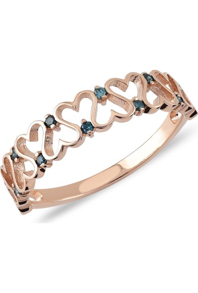 Piano Jewellery Cabaret Kalp Mavi Pırlanta Yüzük 14 Ayar Piano Jewellery Cabaret Kalp Mavi Pırlanta Yüzük 14 Ayar