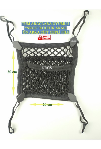 NRGS Araç İçi Iki Koltuk Arası Ön Arka Çift Cep File Çocuk Koruma Filesi NRGS Araç İçi Iki Koltuk Arası Ön Arka Çift Cep File Çocuk Koruma Filesi