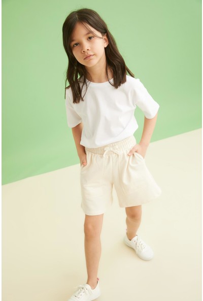 Defacto Kız Çocuk Bağcıklı Esnek Belli Şort U7572A621SM