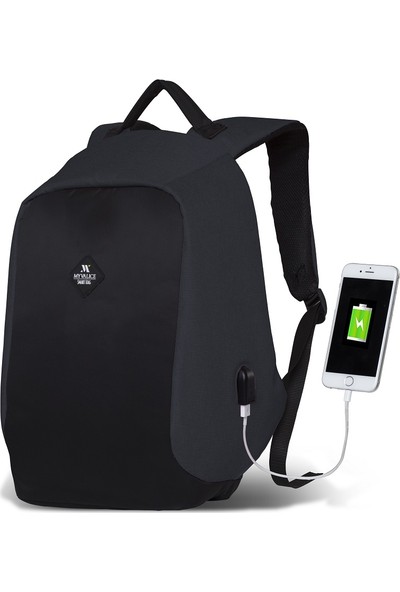 My Valice Smart Bag Secret USB Şarj Girişli Akıllı Sırt Çantası Füme