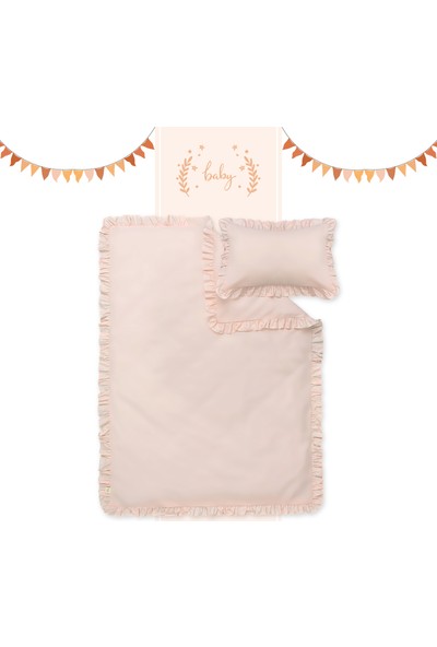 Piamom Sade Düz Farbalalı / Fırfırlı %100 Pamuklu Bebek / Çocuk Nevresim Takımı