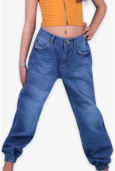 Breeze Kız Çocuk Kot Pantolon Beli Lastikli Mavi (11-14 Yaş)