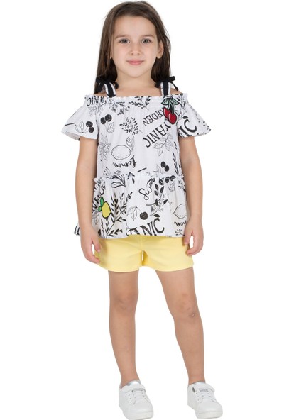 Silversun Silversunkids | Kız Çocuk Beyaz Renkli Baskılı Fırfır Detaylı Bluz | Gc 215533