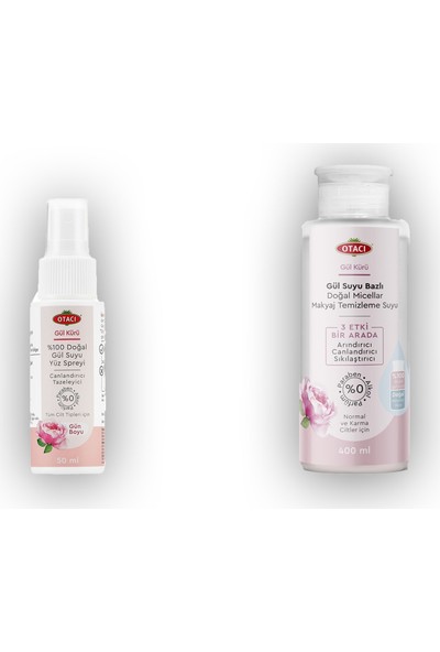 Otacı Gül Kürü Gül Suyu Bazlı Doğal Micellar Makyaj Temizleme Suyu + Gül Suyu Yüz Spreyi 50 ml Otacı Gül Kürü Gül Suyu Bazlı Doğal Micellar Makyaj Temizleme Suyu + Gül Suyu Yüz Spreyi 50 ml