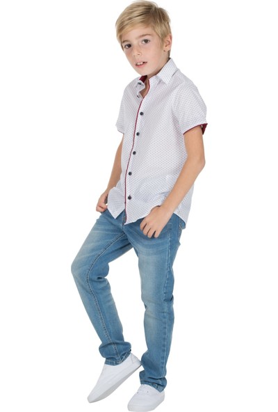 Silversun Silversunkids | Erkek Genç Mavi Renkli Desenli Kısa Kollu Dokuma Gömlek | Gc 316242 Silversun Silversunkids | Erkek Genç Mavi Renkli Desenli Kısa Kollu Dokuma Gömlek | Gc 316242