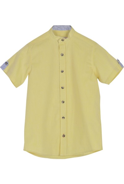 Silversun Silversunkids | Erkek Genç Sarı Renkli Kolları Düğme Detaylı Dokuma Gömlek | Gc 316244 Silversun Silversunkids | Erkek Genç Sarı Renkli Kolları Düğme Detaylı Dokuma Gömlek | Gc 316244
