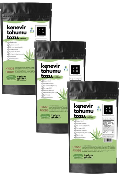 Vegovego Protein 3 Adet Kenevir Tozu + Koenzim