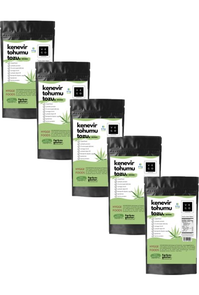 Vegovego Protein 5 Adet Kenevir Tozu + Koenzim