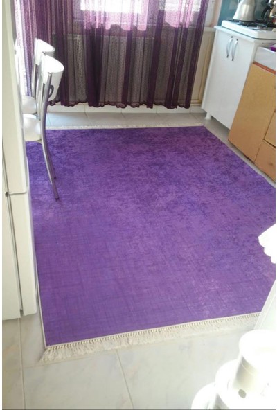 STY Home Karmen Mor Kaymaz Tabanlı Yıkanabilir Halı Kilim Yolluk Dijital Baskı Mor