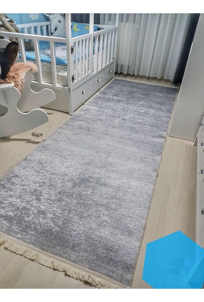 STY Home Dinamik Gri Kaymaz Tabanlı Yıkanabilir Halı Kilim Yolluk Dijital Baskı gr